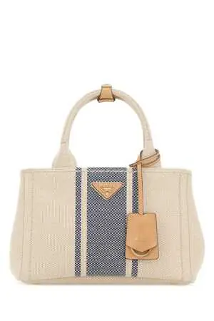Prada Sand Canvas Small Jardiniã¨re Handbag - Brown