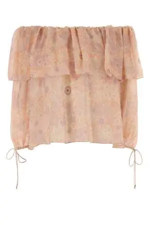 Chloé Printed Crepe Blouse - Apricot