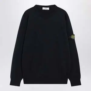 Stone Island Navy Sweater In Cotton - Blue