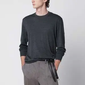 Zegna Dark Grey Melange Sweater In Wool - Gray