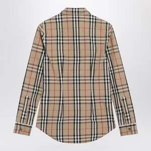 Burberry Beige Check Stretch Cotton Shirt