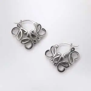 Loewe Anagram Bombe Sterling Hoop Earrings - Silver