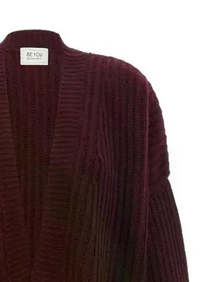 BEYOU Cable-knit Ribbed Cardigan