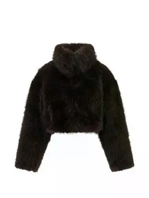 ROTATE BY BIRGER CHRISTENSEN Faux-fur Cropped Coat - Brown