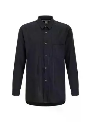 Comme Des Garçons Pinstripe-pattern Chest-pocket Shirt - Blue