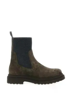 Brunello Cucinelli Suede Panelled Ankle Boots