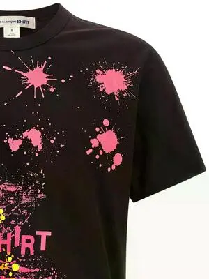 Comme Des Garçons Paint-splatter Logo-print T-shirt