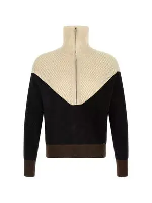 Kiton Ribbed-knit Panelled Sweater - Black