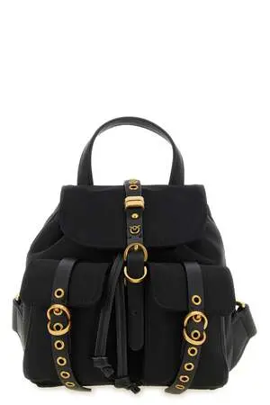 Pinko Mini Backpack With Gold-tone Buckles - Black