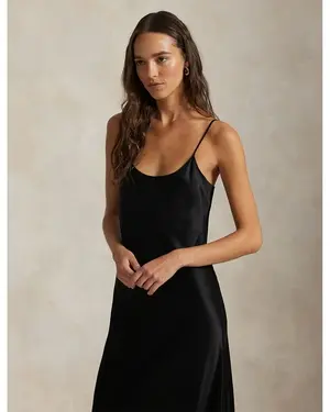Polo Ralph Lauren Satin Slip Dress - Black