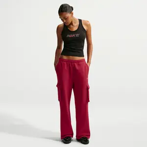 Nike Studio Fleece Medium Weight Oversized High-rise Cargo Pants - Red