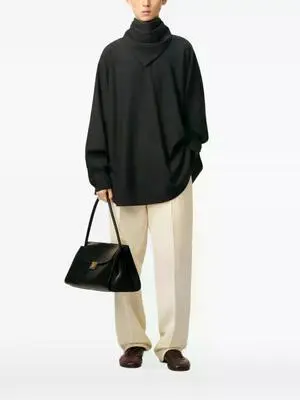 AMI Paris Scarf-detail Wool Top - Black