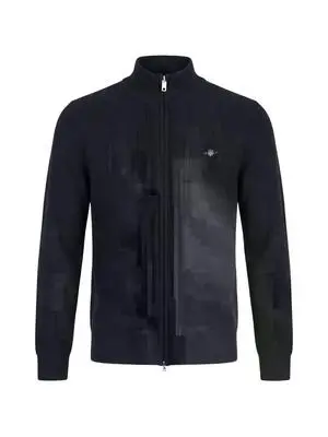Gant Ribbed-knit Zip-up Cardigan - Blue