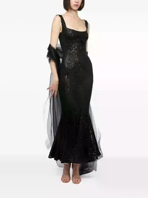 ATU BODY COUTURE Sequin-embellished Tulle-shawl Maxi Dress
