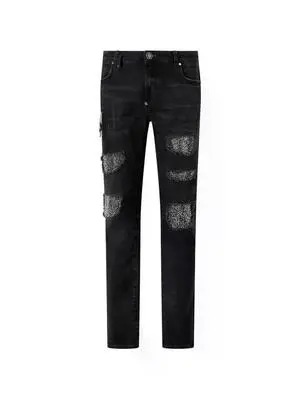 Philipp Plein Slim-fit Strass Jeans - Black