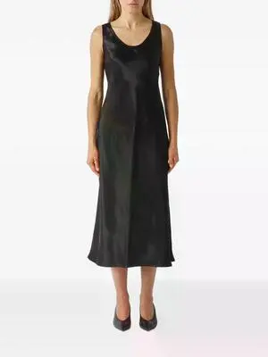Max Mara Talete Satin Scoop-neck Midi Dress - Black