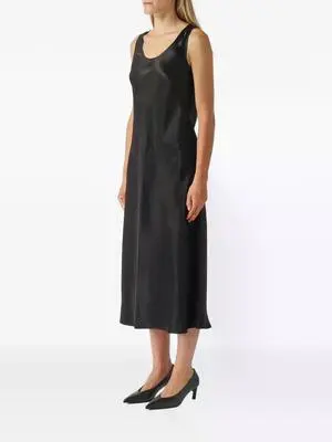 Max Mara Talete Satin Scoop-neck Midi Dress - Black