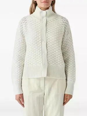 GRAN SASSO Cable-knit High-neck Cardigan - Neutrals