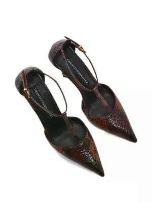 TWENTY FOURHAITCH Snake-effect T-bar Pumps