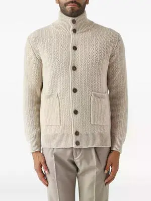 FILIPPO DE LAURENTIIS Ribbed-knit Button-up Cardigan - Neutrals