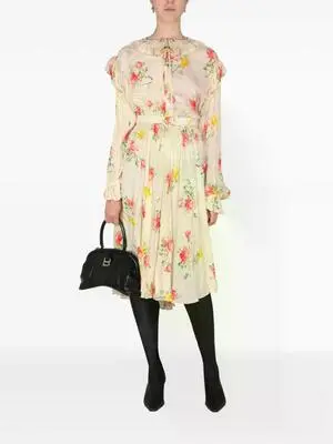 Balenciaga Floral-print Ruffled Silk Dress