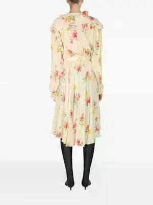 Balenciaga Floral-print Ruffled Silk Dress