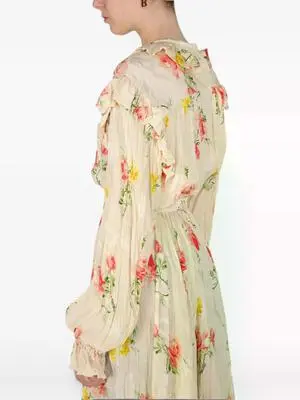 Balenciaga Floral-print Ruffled Silk Dress