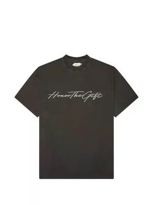 HONOR THE GIFT Script Tee Washed-finish T-shirt - Grey