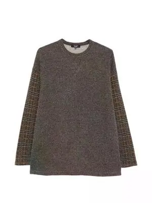 Comme Des Garçons Check-pattern Panelled Sweater - Grey