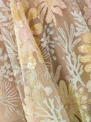 BRONX AND BRONCO Midnight Embroidered Floral Maxi Gown - Neutrals