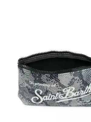 MC2 SAINT BARTH Aline Snake-print Logo-print Clutch Bag