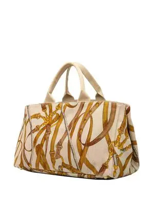 Prada 2000-2013 Large Printed Canvas Canapa Stampata Tote Bag
