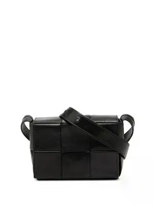 Bottega Veneta 2012-2026 Candy Paper Calfskin Intrecciato Cassette Crossbody Bag - Black