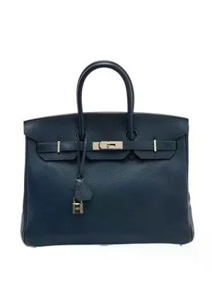 Hermès 2008 35 Birkin Leather Tote Bag - Blue