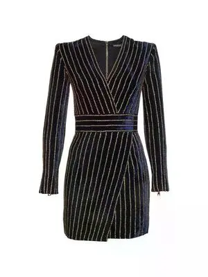 Balmain Crystal-embellished Velvet Mini Dress - Blue