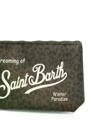 MC2 SAINT BARTH Aline Leopard-print Logo-print Clutch Bag