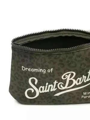 MC2 SAINT BARTH Aline Leopard-print Logo-print Clutch Bag