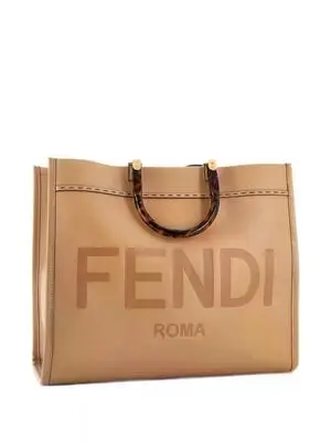 Fendi Sunshine Shopper Leather Medium Tote Bag - Brown