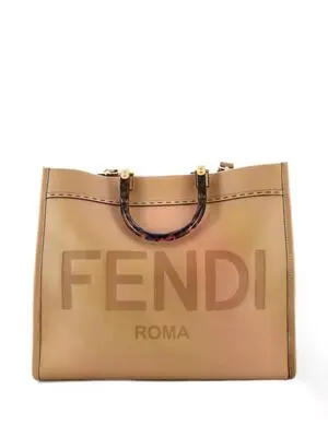 Fendi Sunshine Shopper Leather Medium Tote Bag - Brown