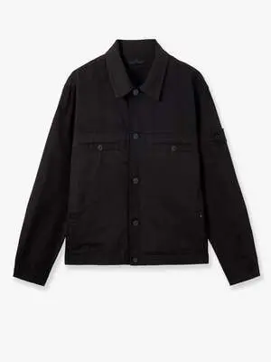 Stone Island Raw Hand Wool Cotton Gabardinetc S.i: Ghost Wool And Cotton Blend Jacket - Black