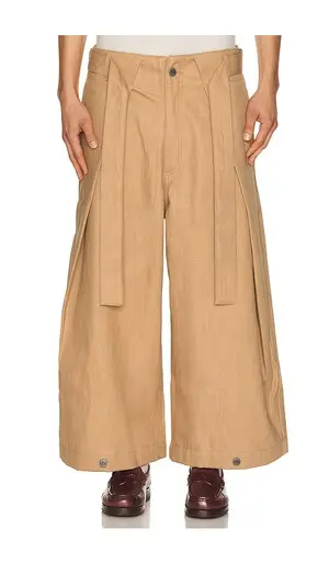 ART COMMUNITY Kimono Japanese Denim Pant In Brown
