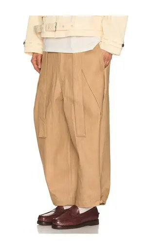 ART COMMUNITY Kimono Japanese Denim Pant In Brown