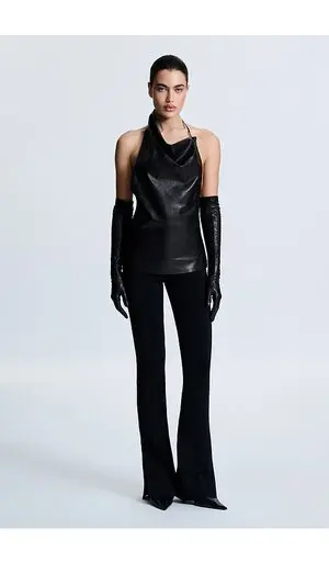 Revolve Severine Leather Top - Black