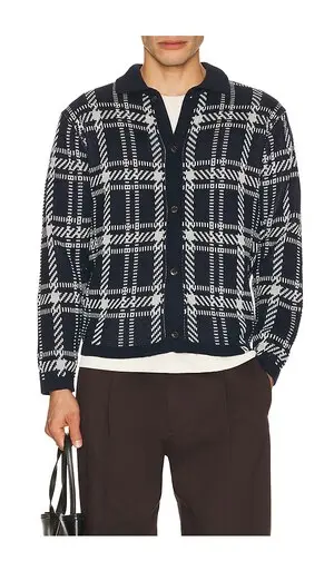 PEREGRINE Lumber Knitted Shirt In Blue - Navy