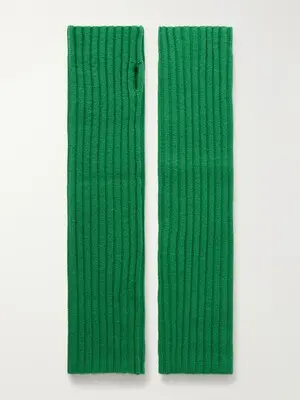 Auralee Tekla Ribbed Wool And Cashmere-blend Arm Warmer - Green
