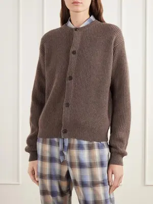 Auralee Tekla Ribbed Wool And Cashmere-blend Cardigan