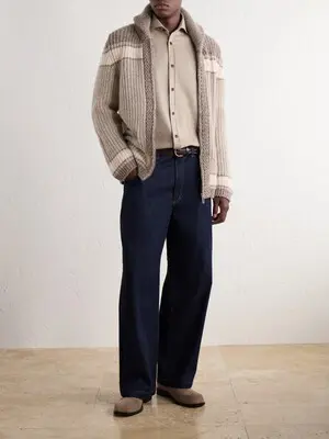GOD'S TRUE CASHMERE Dudley Amethyst-embellished Ribbed Cashmere Zip-up Cardigan - Neutrals