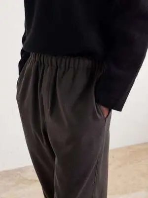 THE ROW Pascale Straight-leg Cotton-blend Poplin Drawstring Trousers