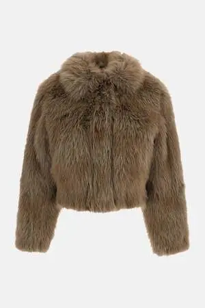 STAND STUDIO Lena Cropped Faux Fur Jacket