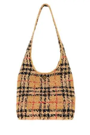 Burberry Embroidered Raffia Margate Shoulder Bag - Multicolor